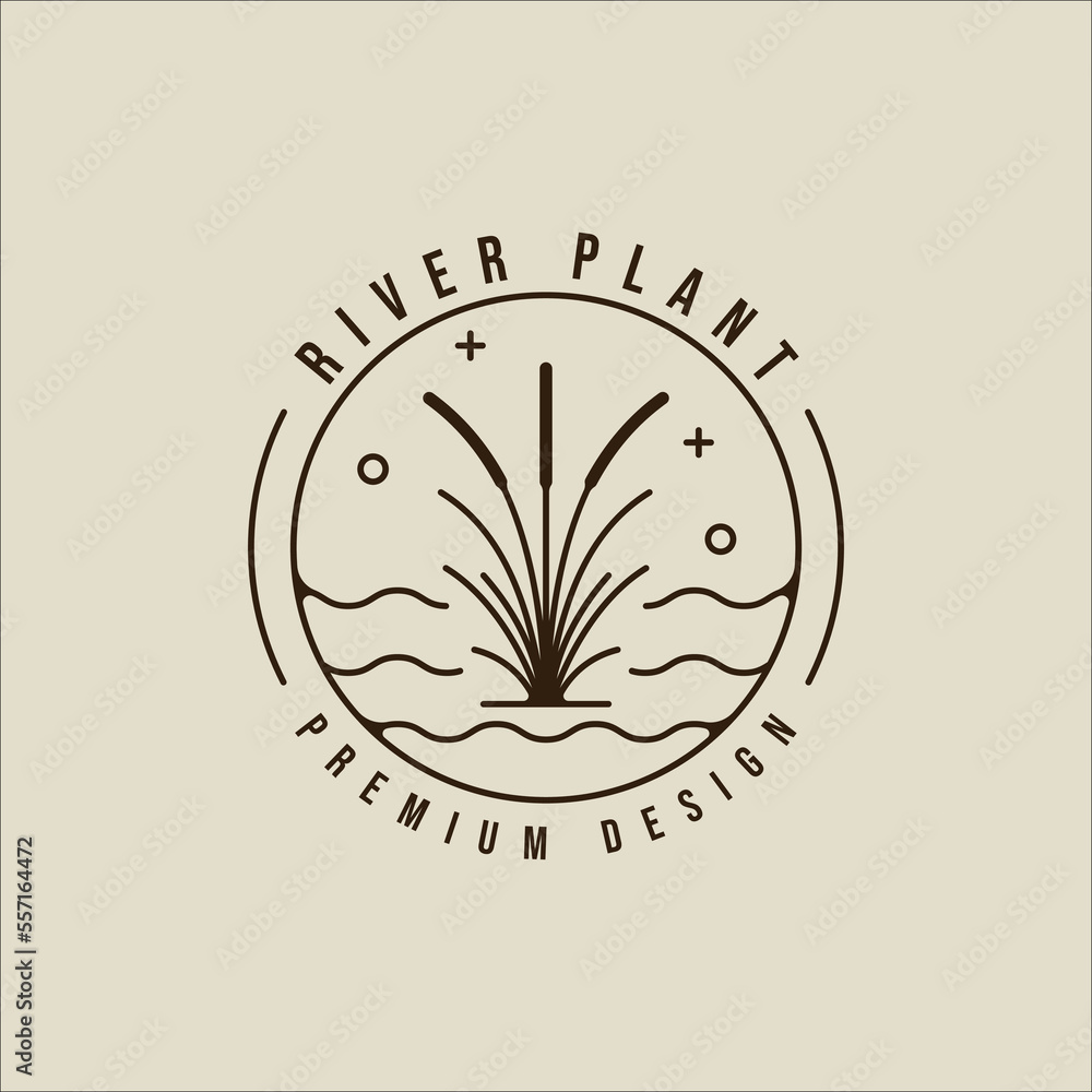 river plant reed logo line art vector simple illustration template icon ...