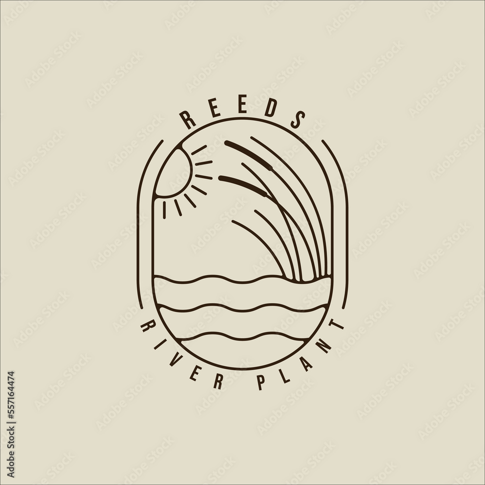 river plant reed logo line art vector simple illustration template icon ...