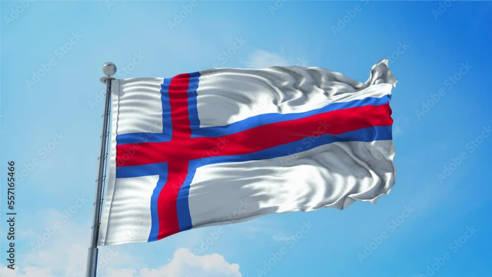 Faroe Islands Flag Loop. Realistic 4K. 30 fps flag of the Faroe Islands ...
