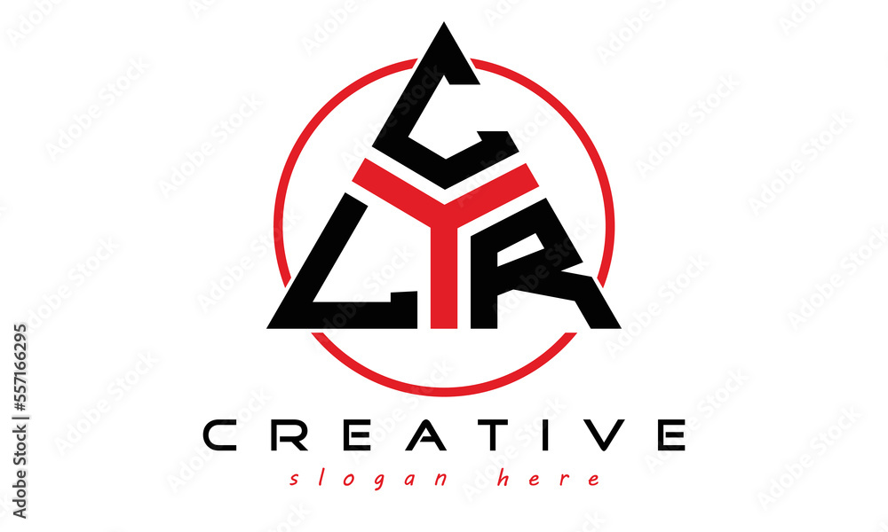 LCR three letter creative triangle shape in circle logo design vector ...