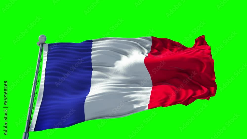 France Flag Waving Slow Motion on the green background perfect for easy ...