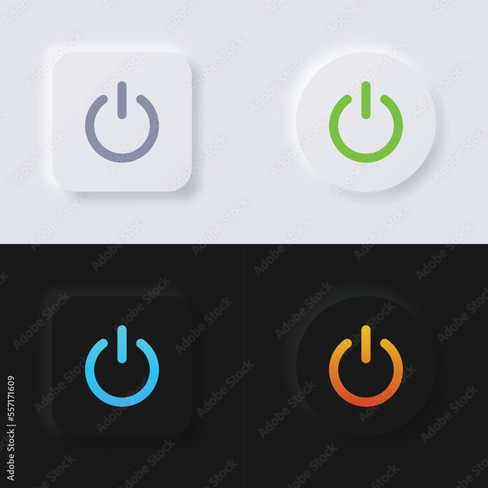 Power Button Icon Set Multicolor Neumorphism Button Soft Ui Design For