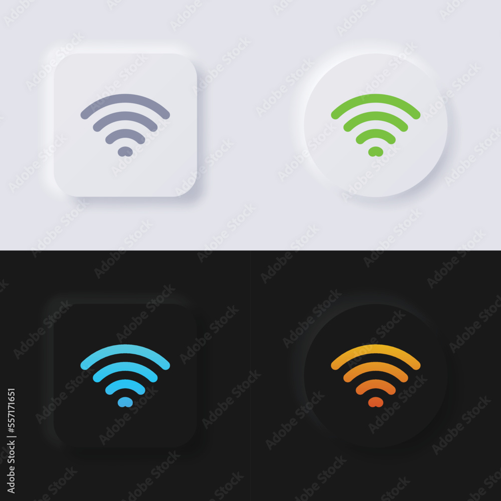 Internet Signal wave symbol icon set, Multicolor neumorphism button ...