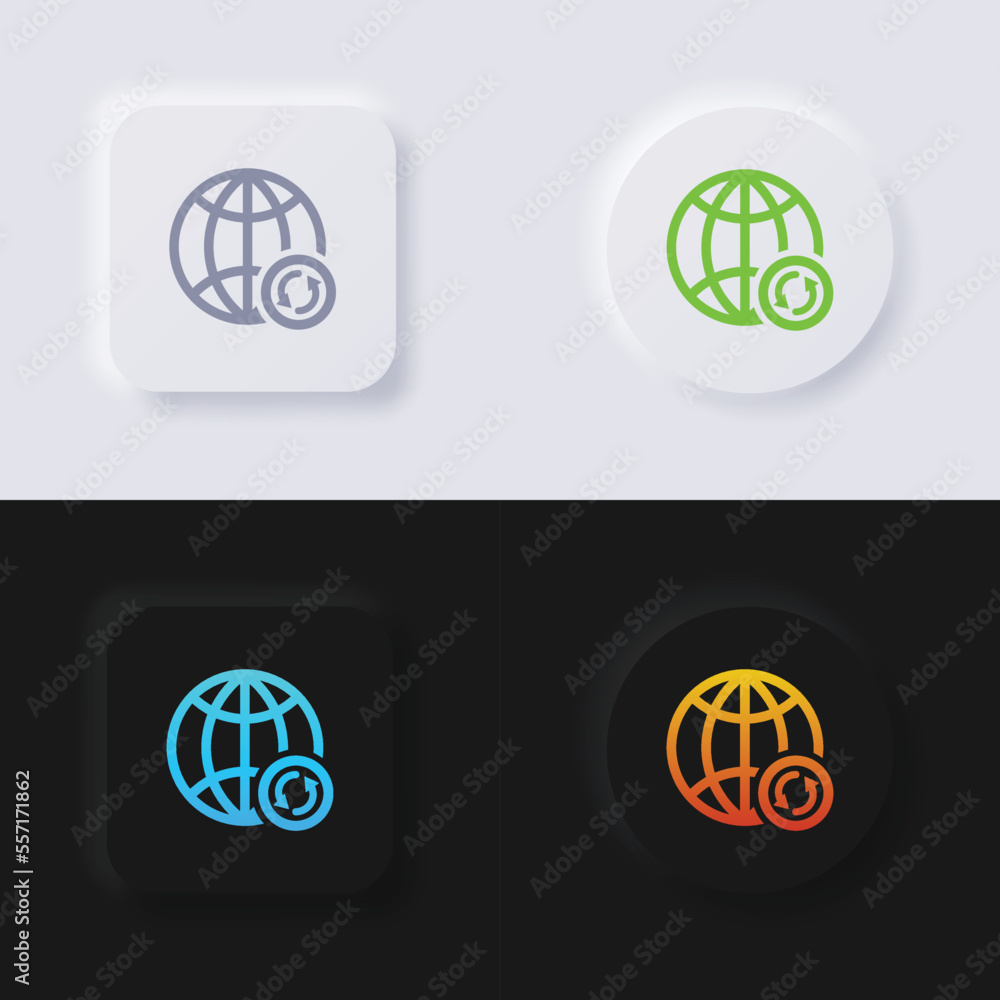Globe icon with circular rotation arrow symbol icon set, Multicolor ...