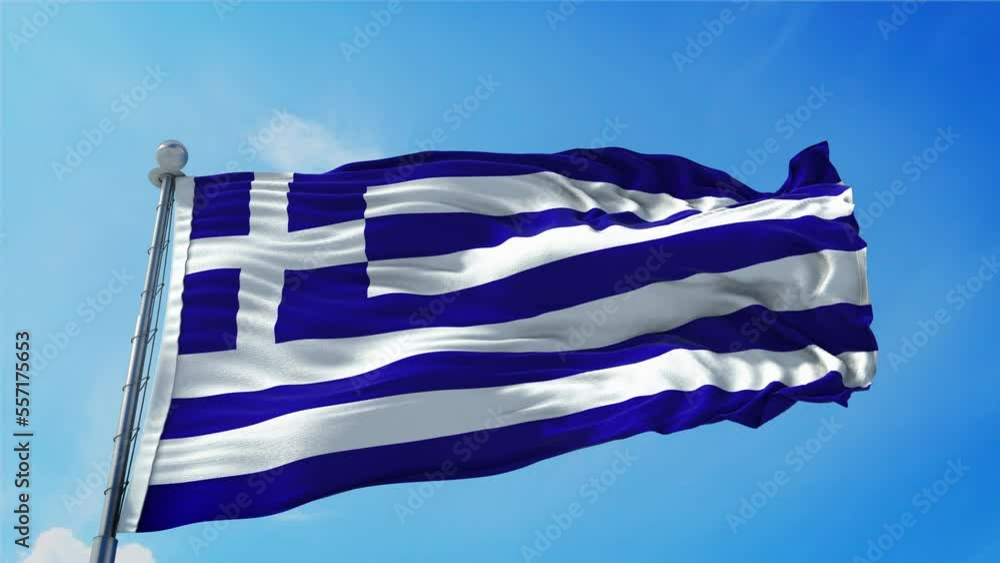 Greece Flag Loop. Realistic 4K. 30 fps flag of the Greece. Greek Flag ...