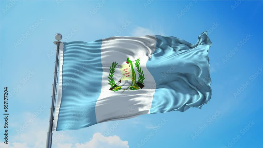 Guatemala Flag Loop. Realistic 4K. 30 fps flag of the Guatemala ...