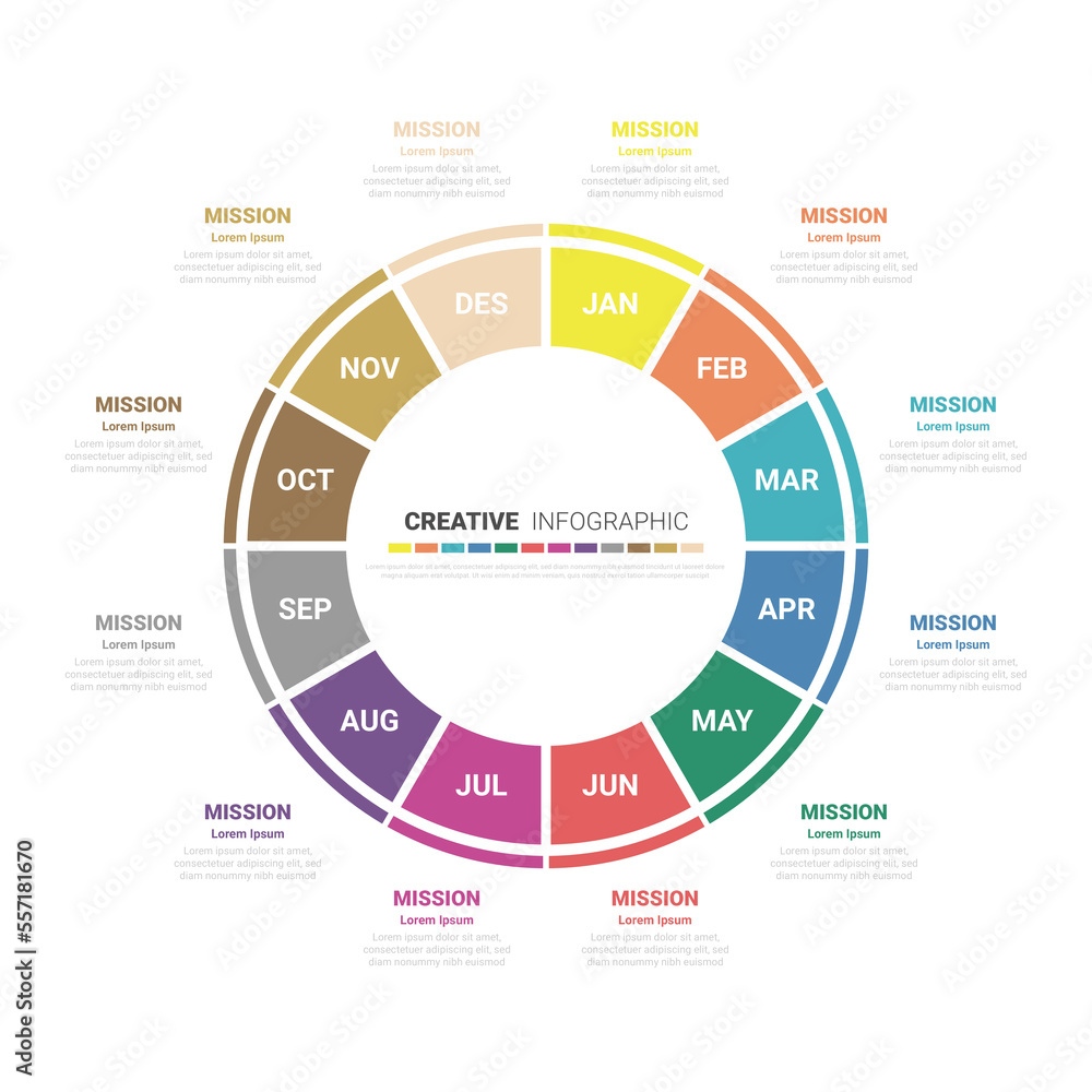 Business infographic for all month. Circle Infographic template ...