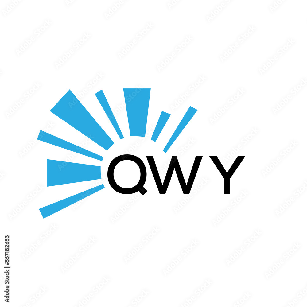 QWY letter logo. QWY blue image on white background and black letter ...