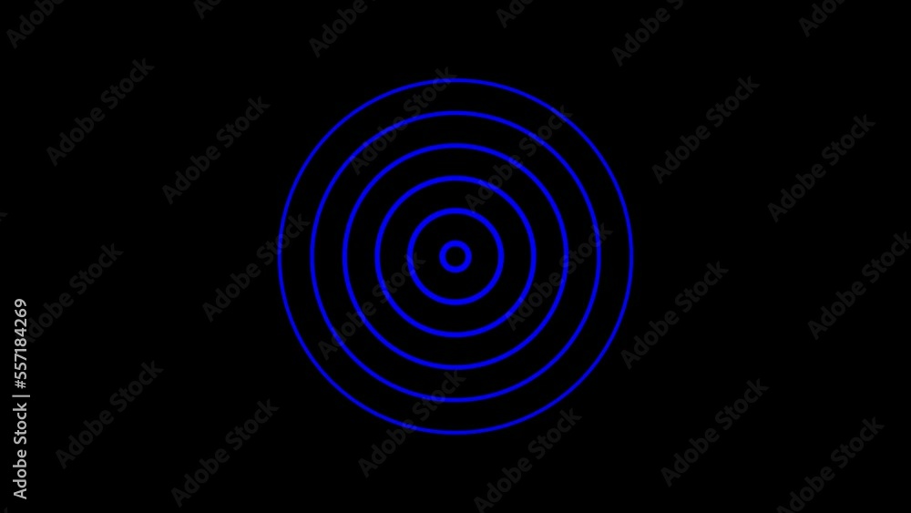 Circle circuit signal waves, blue color neon radio wave animated, Radio ...