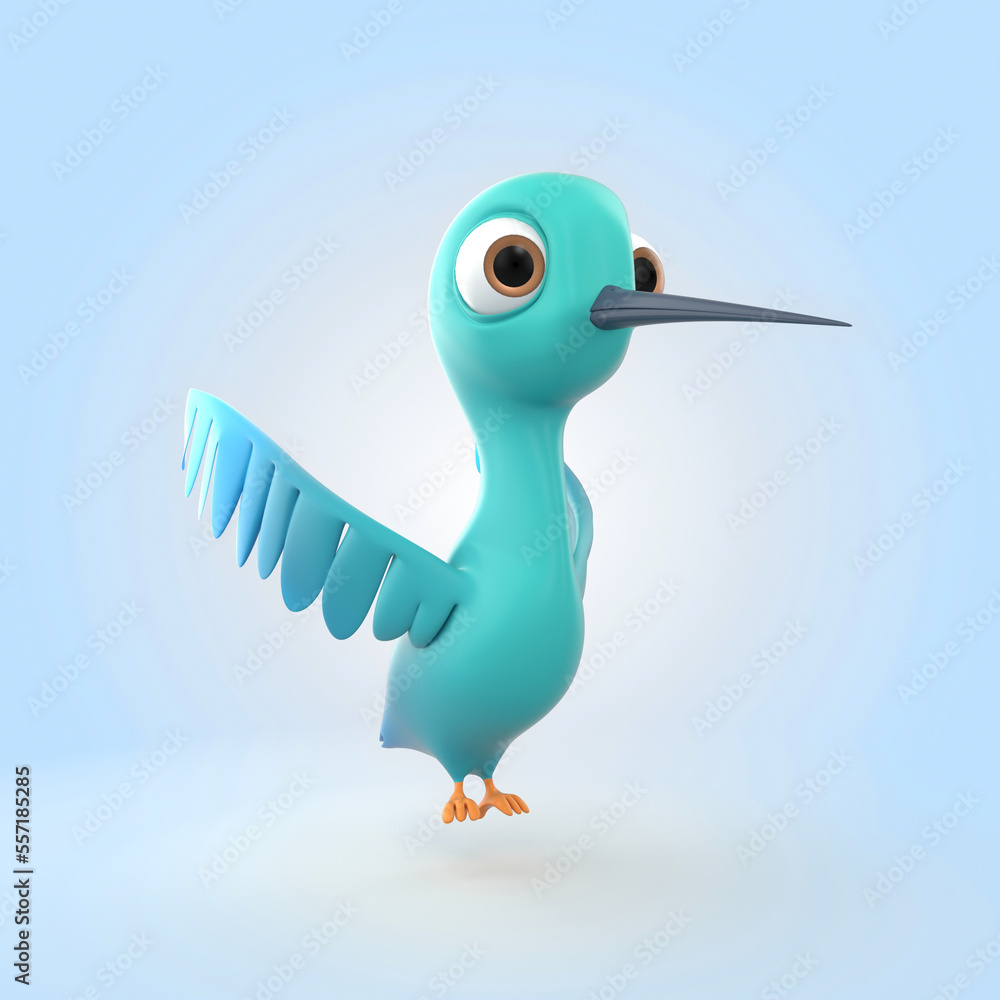 3D Cartoon Hummingbird Character Illustration Stock Illustration ...
