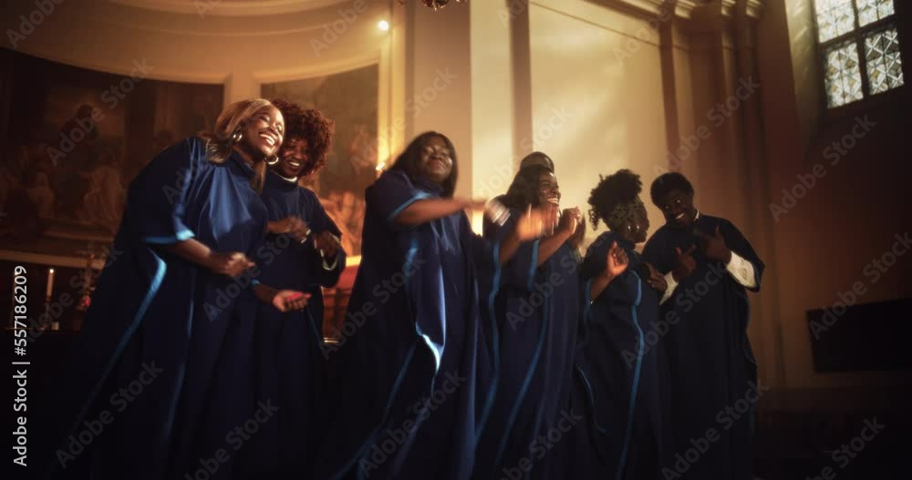 Group Of Christian Gospel Singers Praising Lord Jesus Christ. Song ...