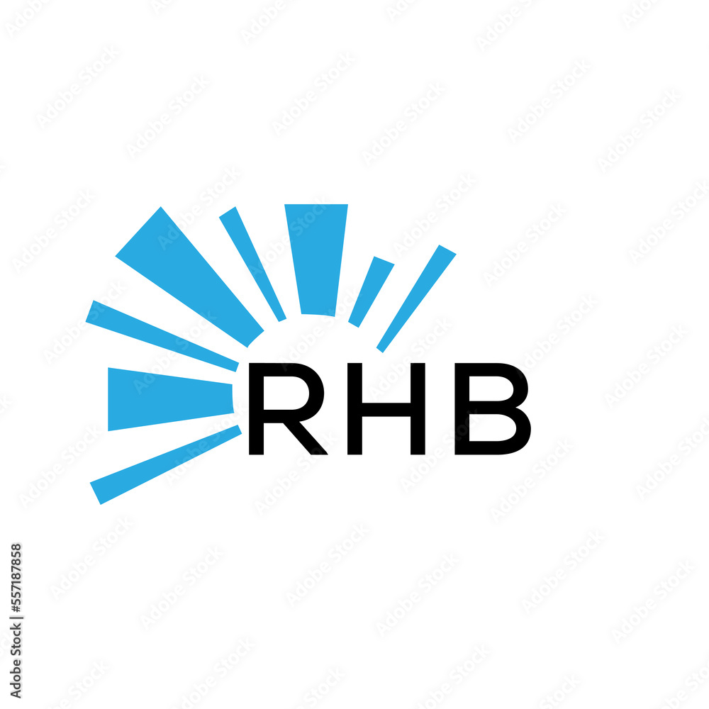 RHB letter logo. RHB blue image on white background and black letter ...