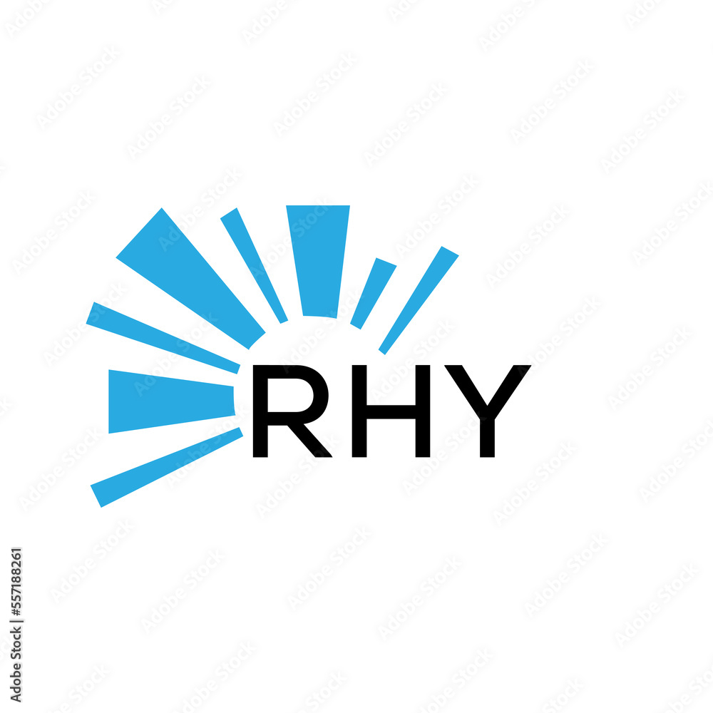 RHY letter logo. RHY blue image on white background and black letter ...