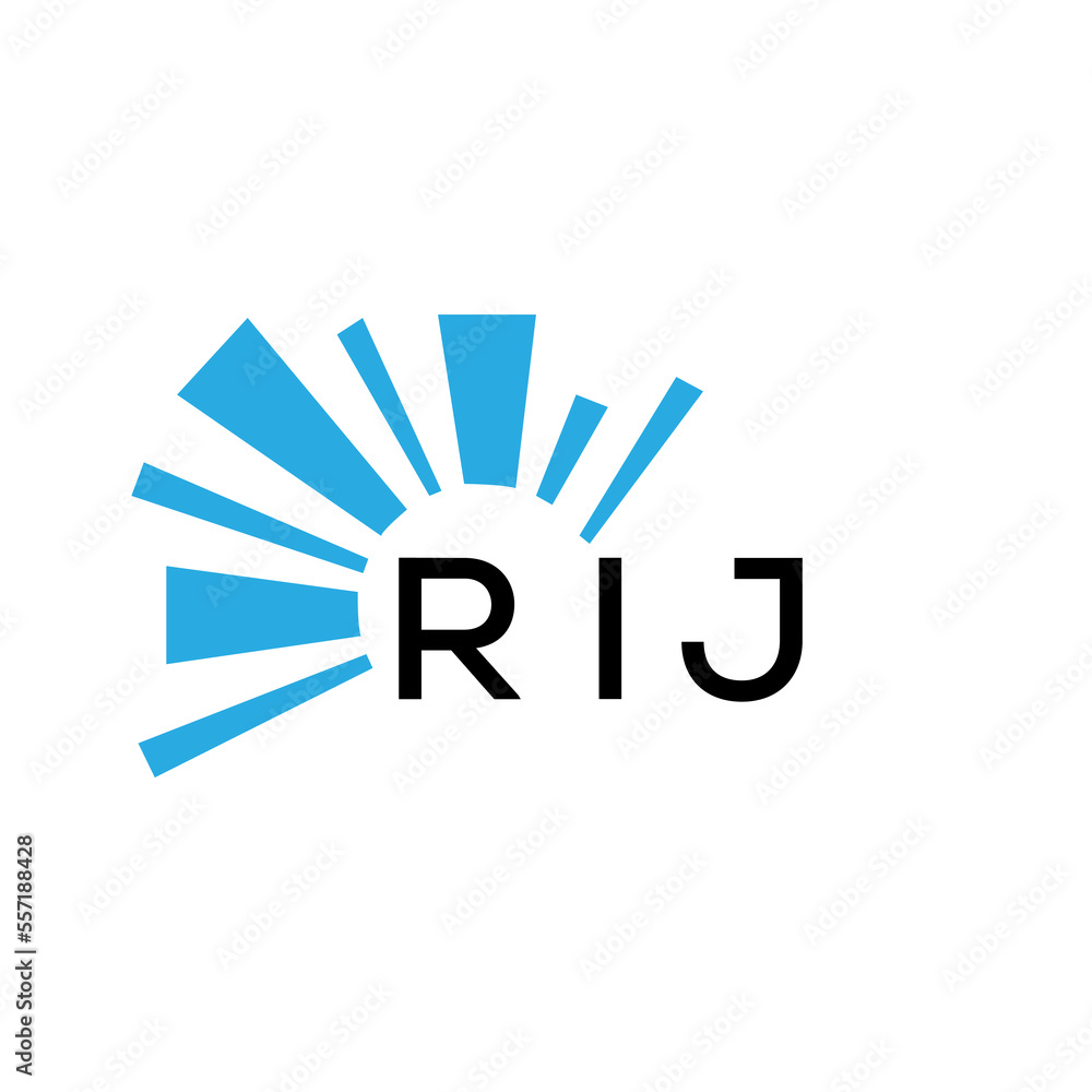 RIJ letter logo. RIJ blue image on white background and black letter ...