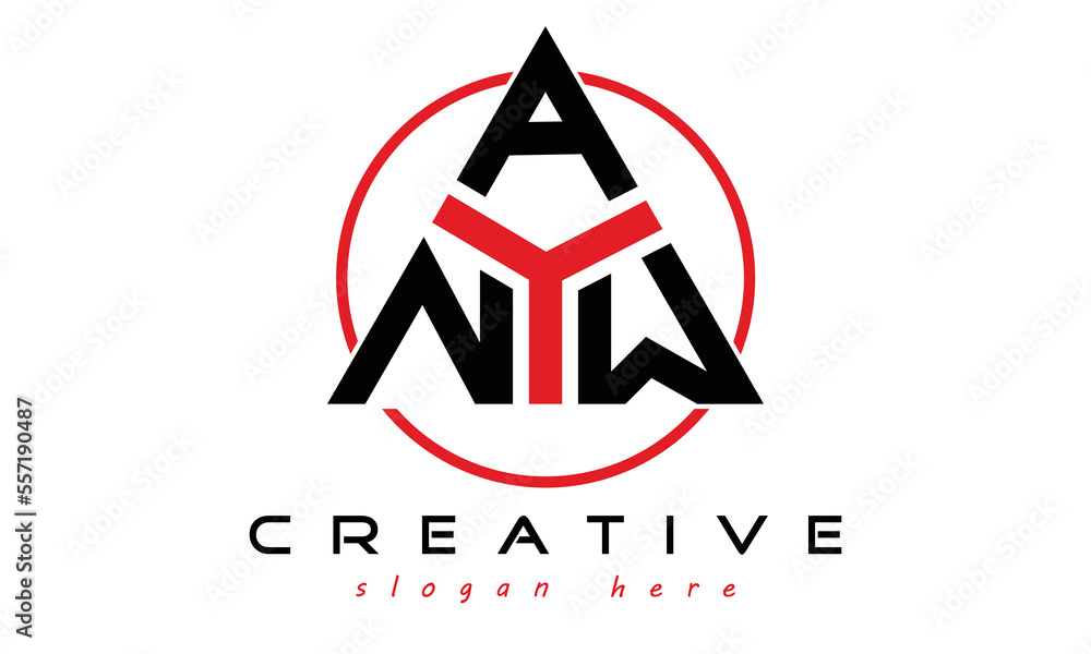 NAW three letter creative triangle shape in circle logo design vector ...