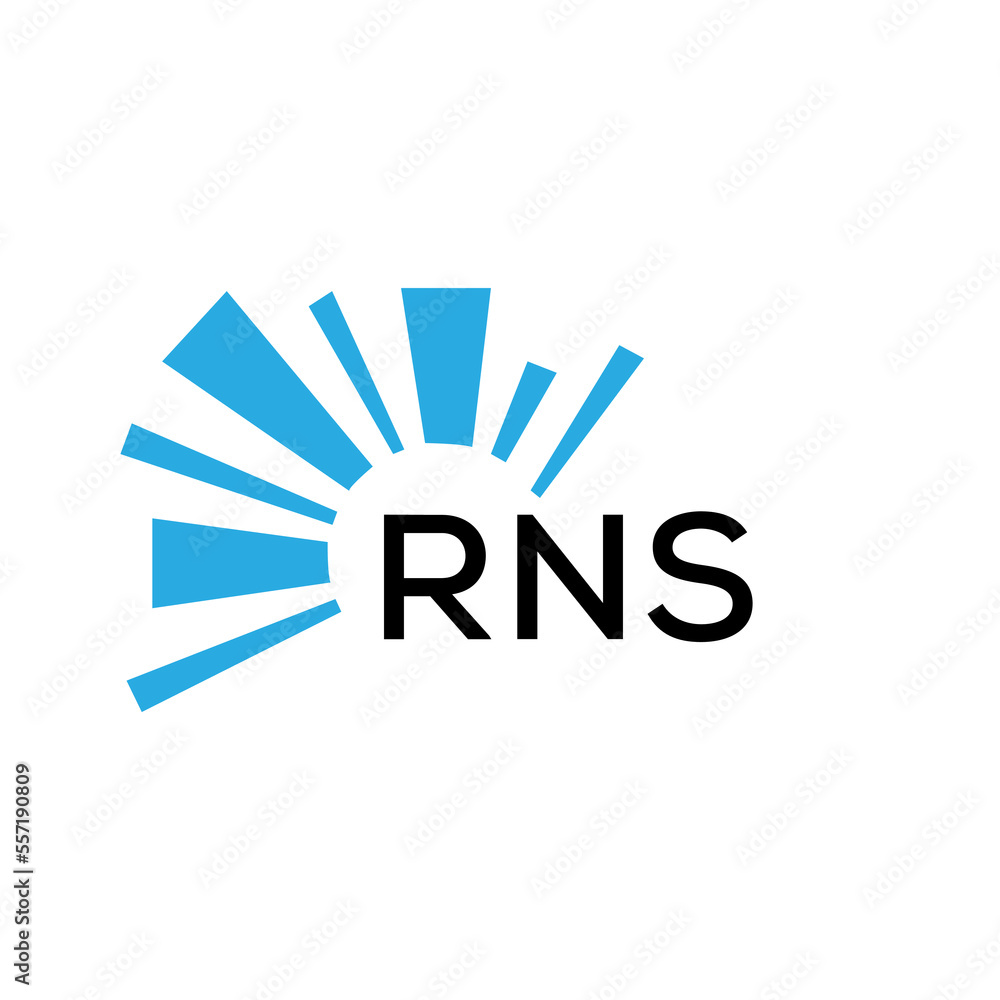 RNS letter logo. RNS blue image on white background and black letter ...