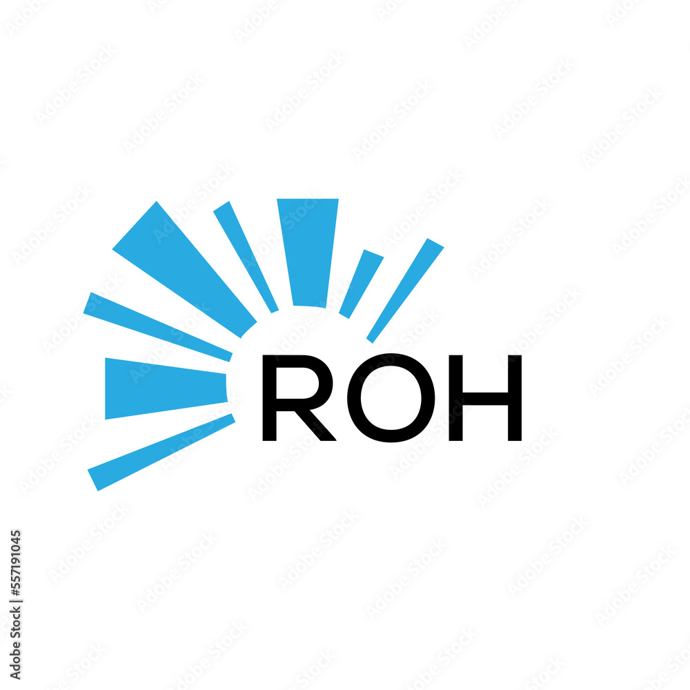 ROH letter logo. ROH blue image on white background and black letter ...