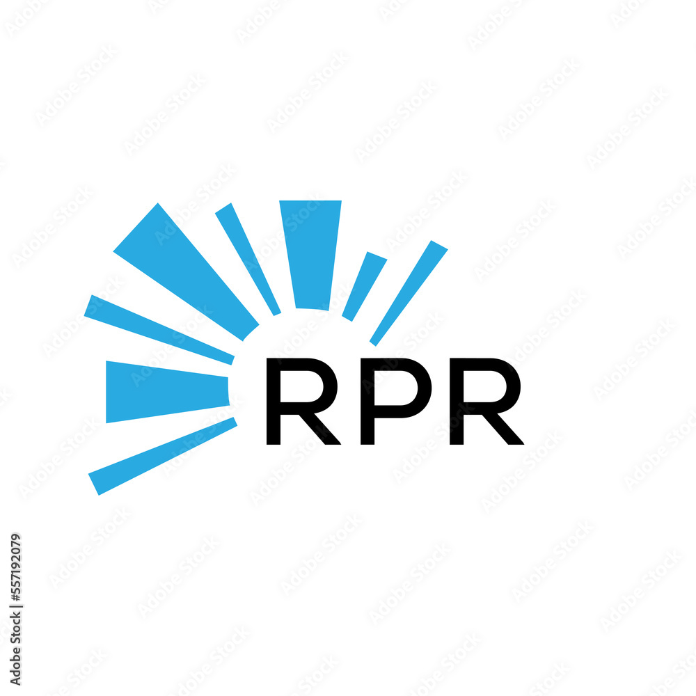 RPR letter logo. RPR blue image on white background and black letter ...