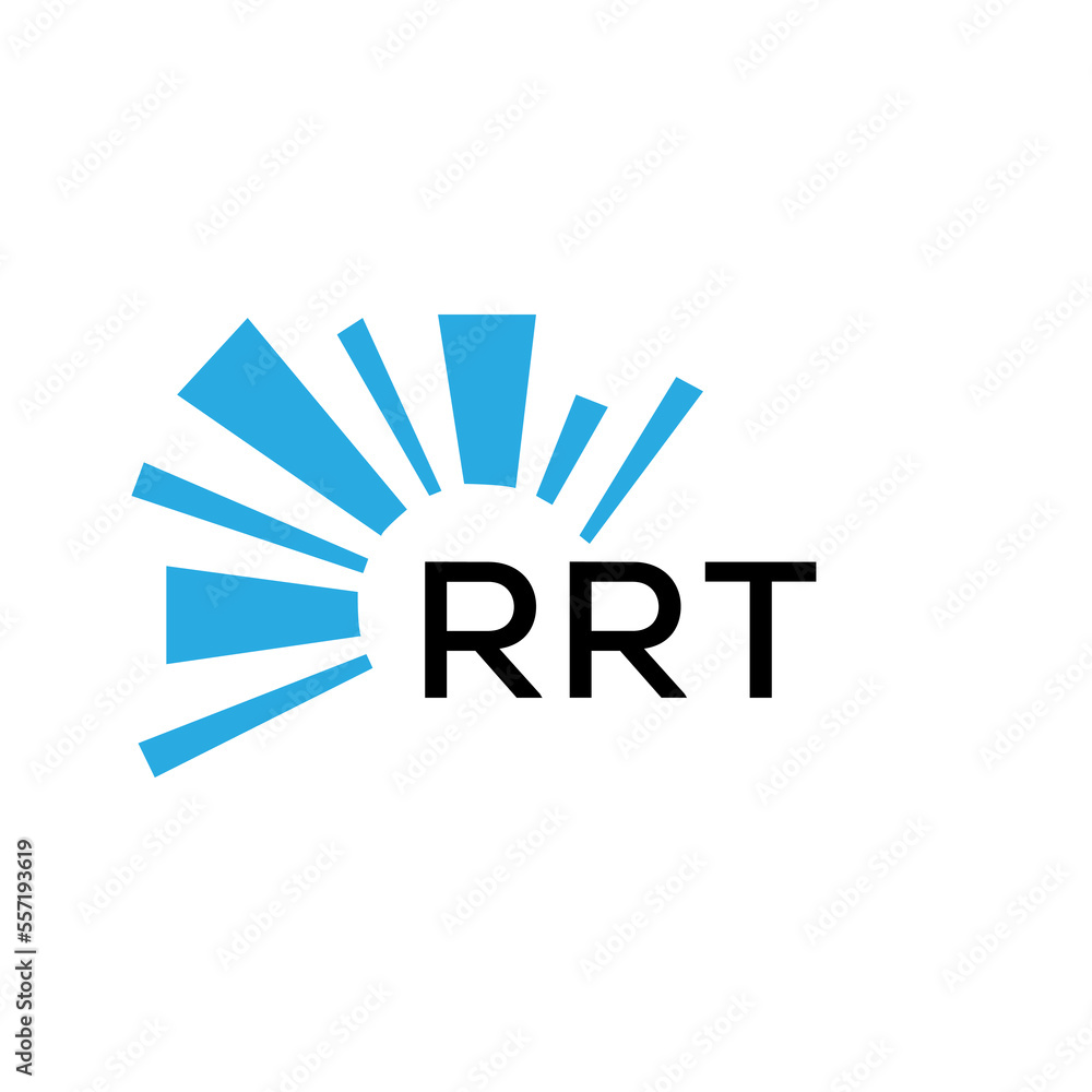 RRT letter logo. RRT blue image on white background and black letter ...