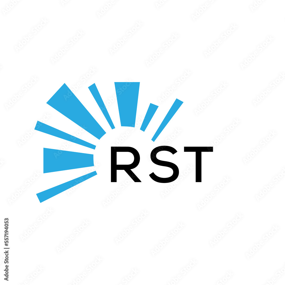 RST letter logo. RST blue image on white background and black letter ...