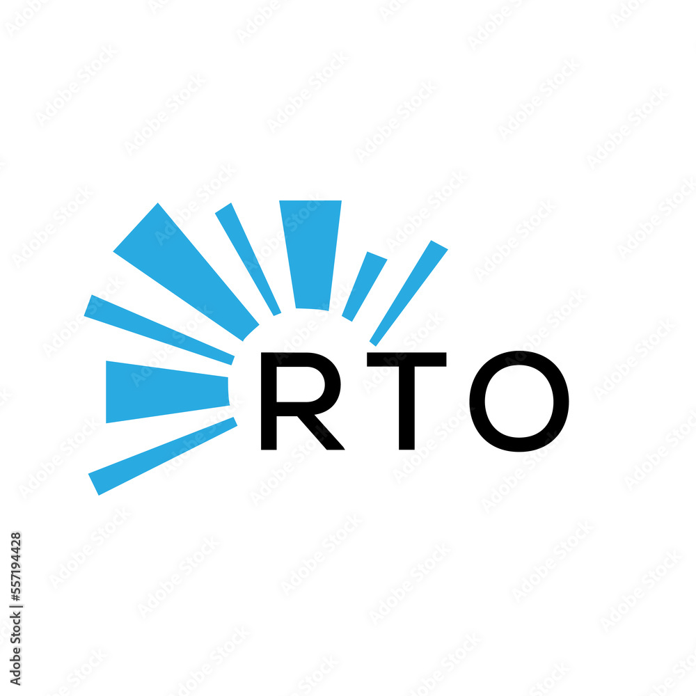 RTO letter logo. RTO blue image on white background and black letter ...