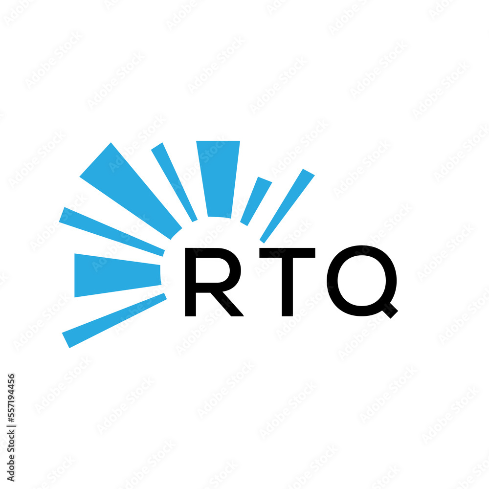 RTQ letter logo. RTQ blue image on white background and black letter ...