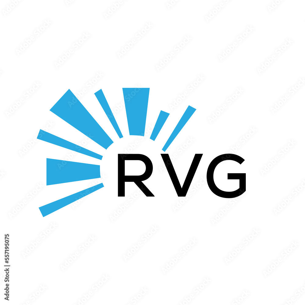 RVG letter logo. RVG blue image on white background and black letter ...