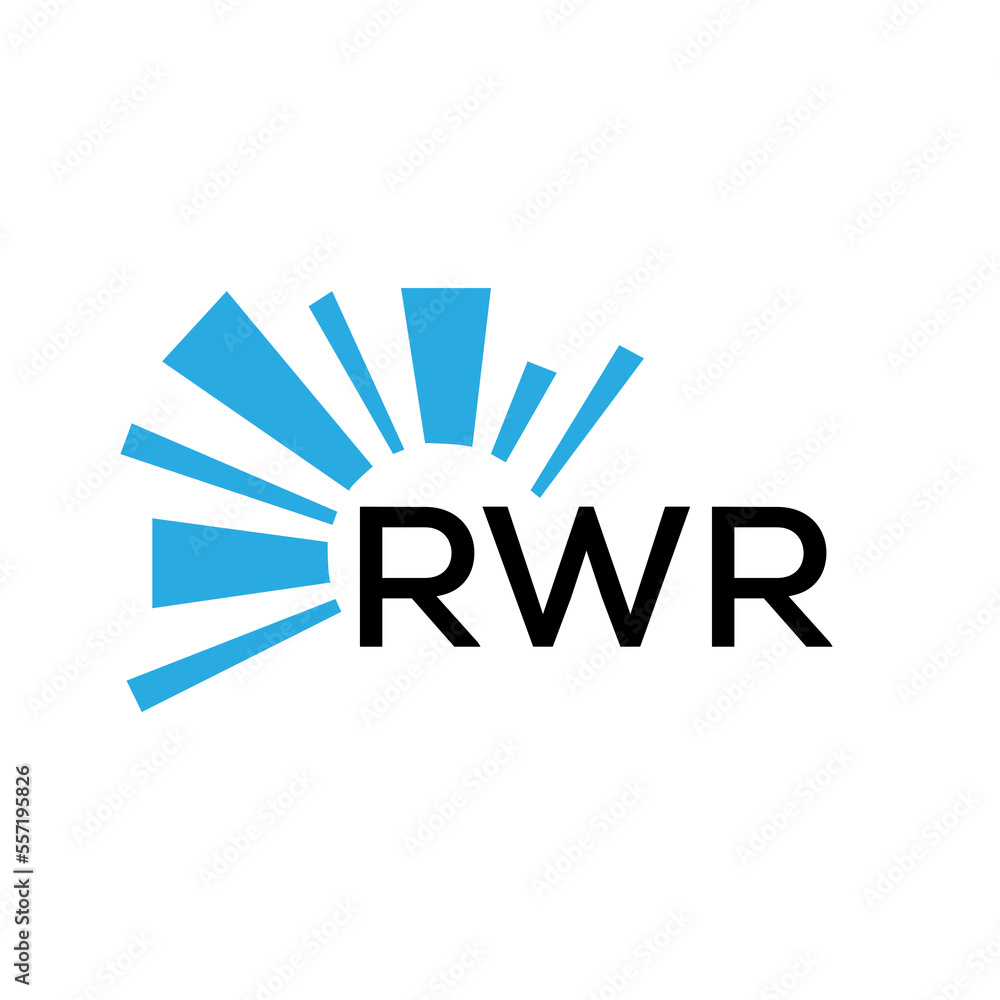RWR letter logo. RWR blue image on white background and black letter ...