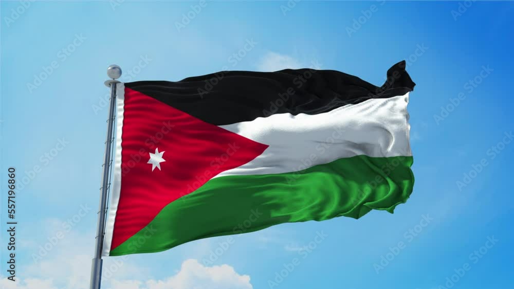 Jordan Flag Loop. Realistic 4K. 30 fps flag of the Jordan. Jordan Flag ...