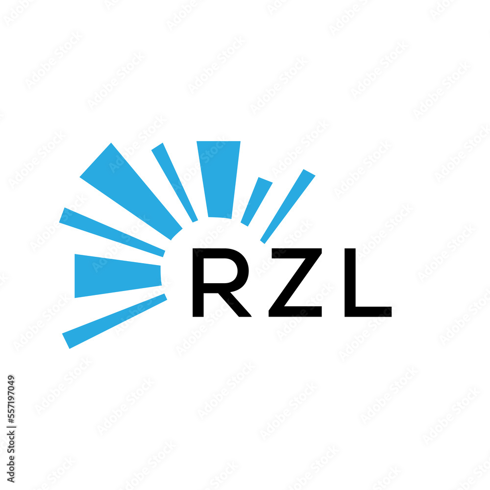 RZL letter logo. RZL blue image on white background and black letter ...