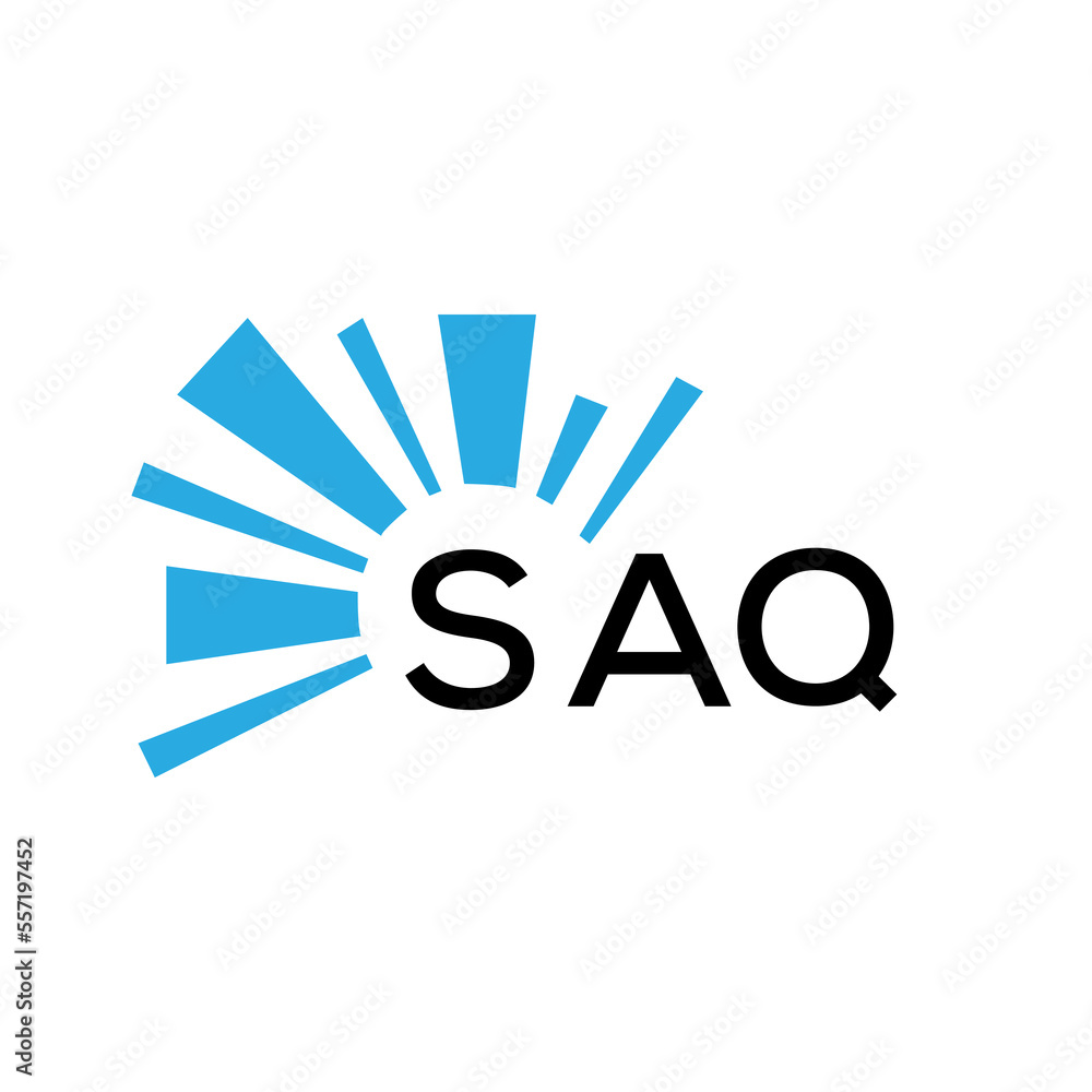 SAQ letter logo. SAQ blue image on white background and black letter ...