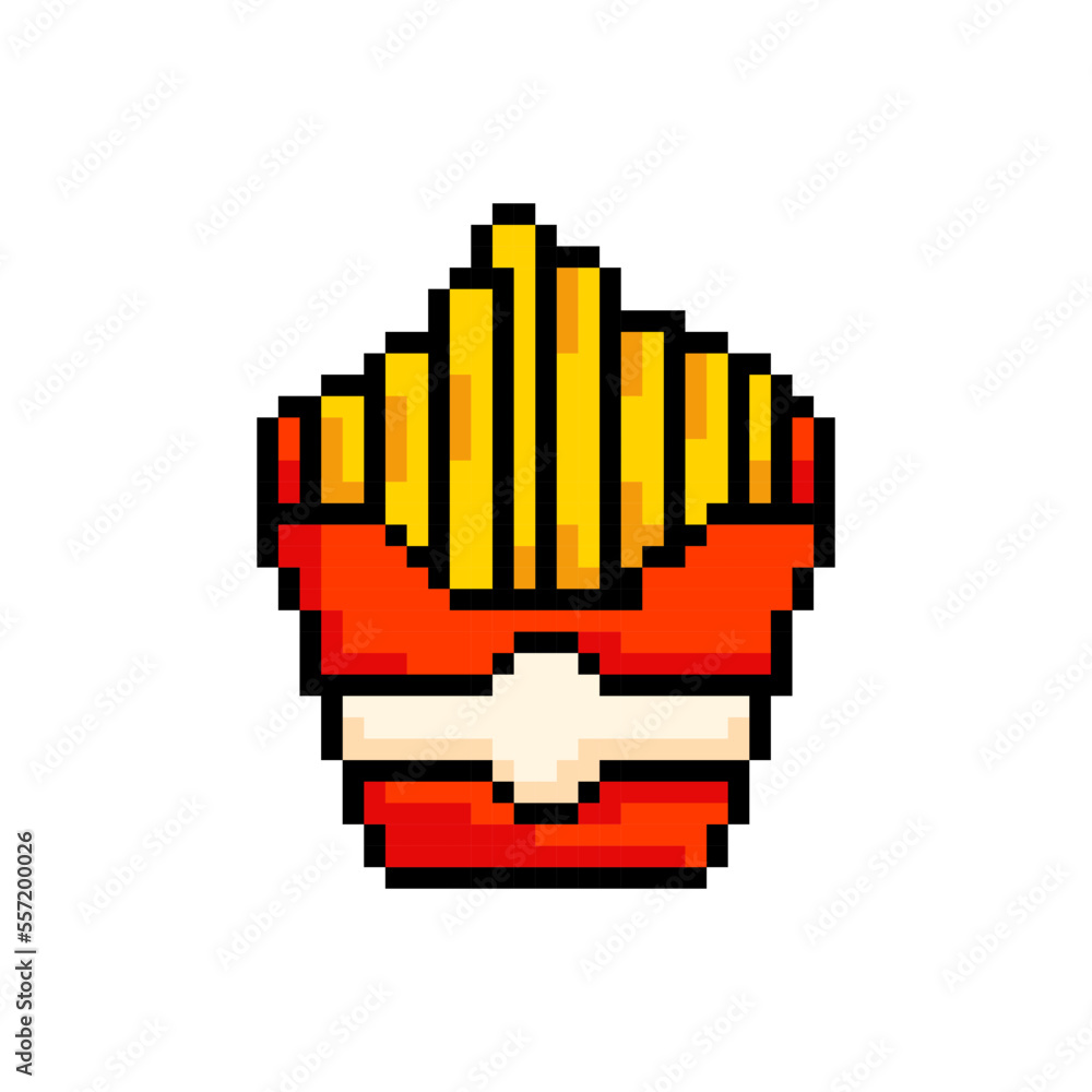 Pixel fries potatoes icon, 8Bit fries potatoes. Pixel Art fries ...