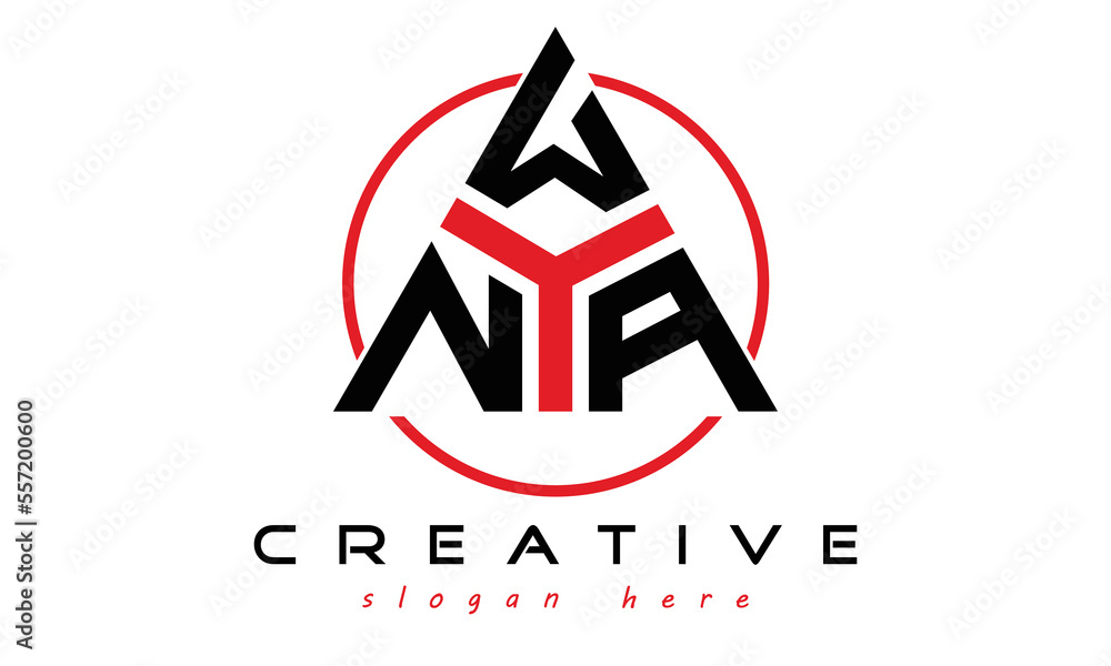 NWA three letter creative triangle shape in circle logo design vector ...
