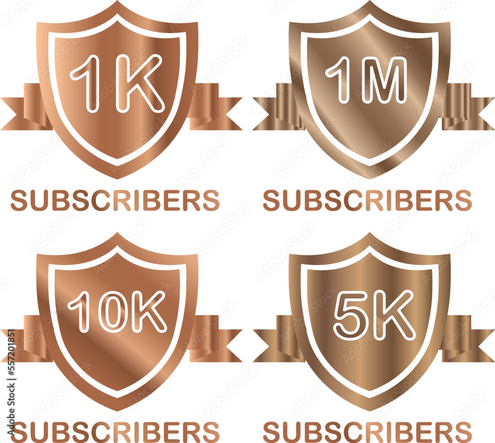 Subscriber golden badge collection with golden ribbon. Luxurious Badges ...