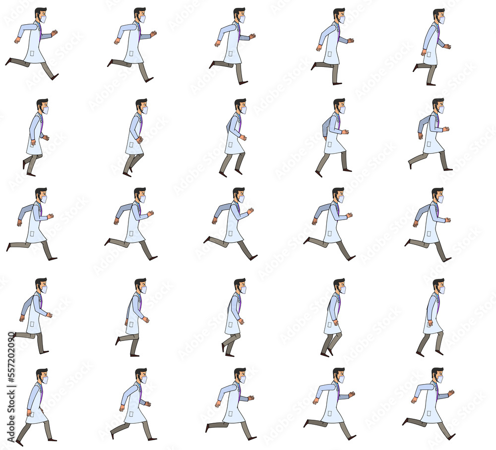 Doctor 2D Animation sprite-sheets for videos and games.Doctor with mask ...