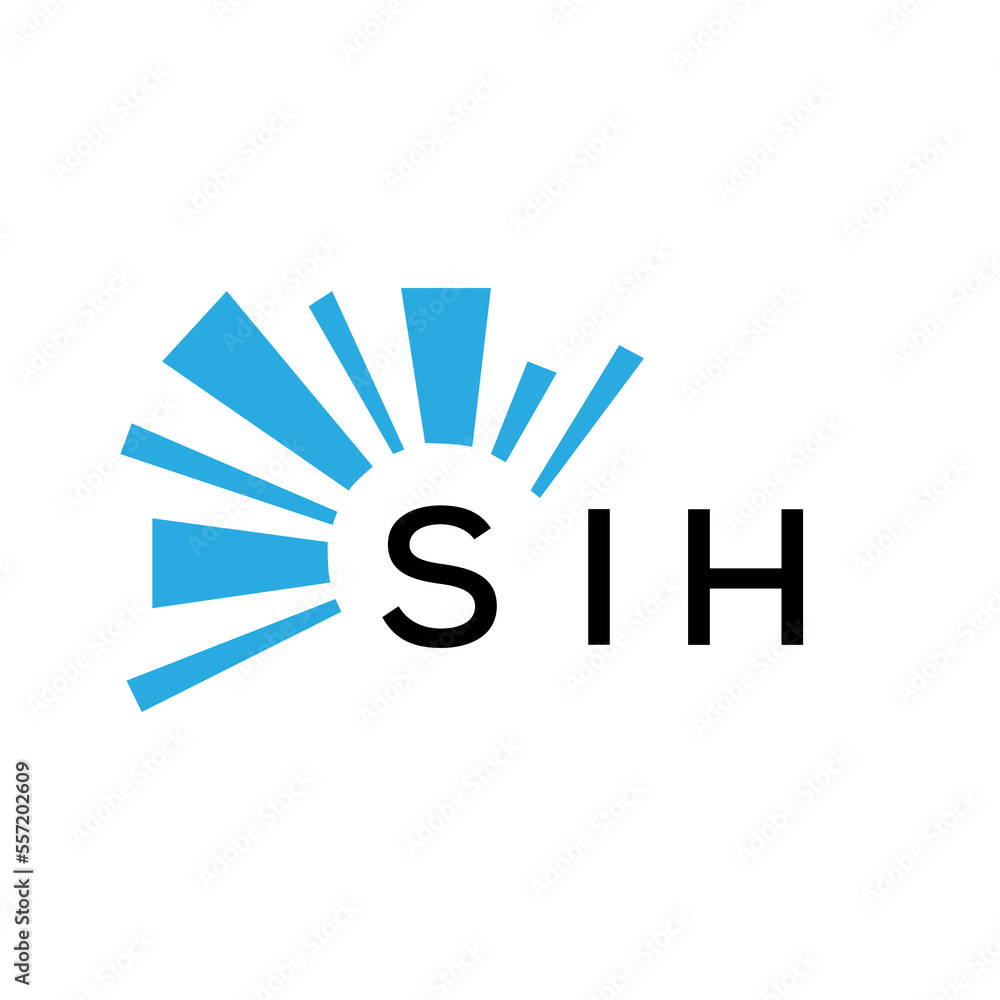 SIH letter logo. SIH blue image on white background and black letter ...