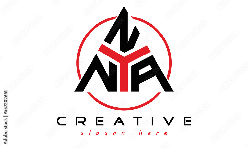 NNA three letter creative triangle shape in circle logo design vector ...