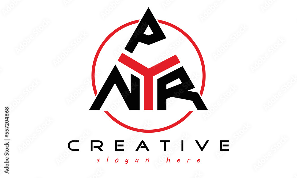 NPR three letter creative triangle shape in circle logo design vector ...
