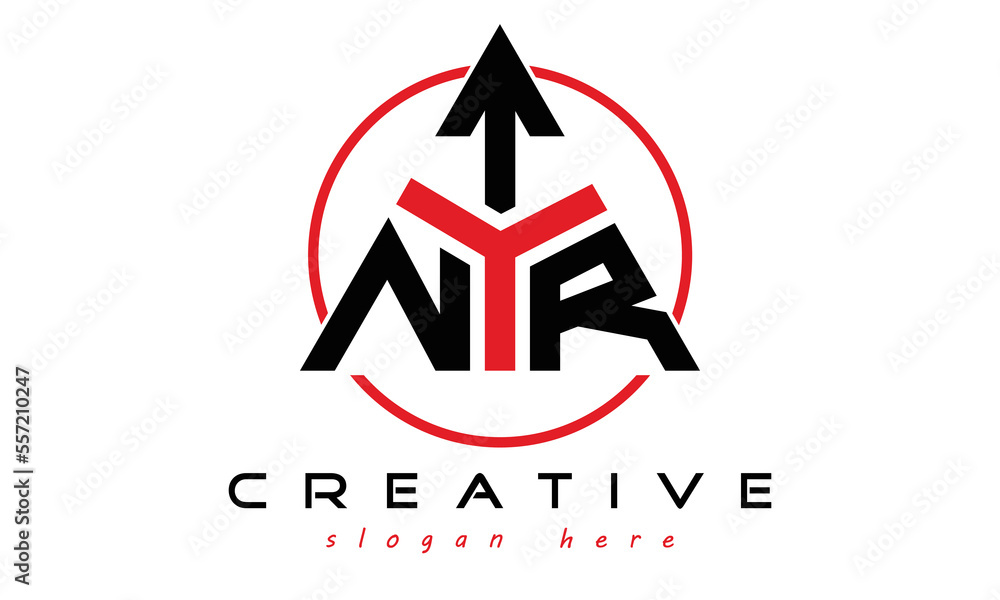 NTR three letter creative triangle shape in circle logo design vector ...