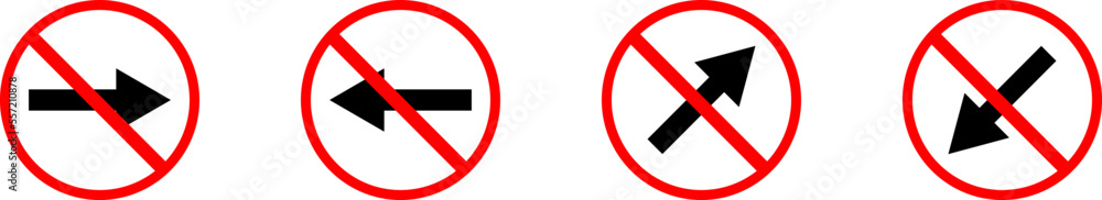 No entry sign. Collection of stop signs. The man in the red circle ...