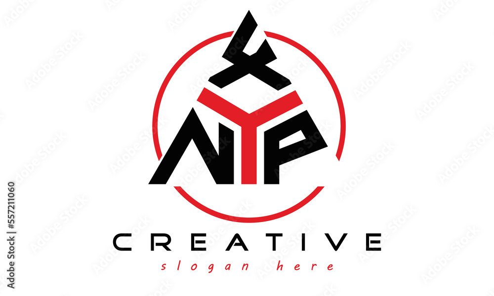NXP three letter creative triangle shape in circle logo design vector ...