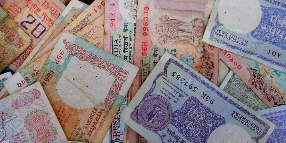 Vintage Old Indian Currency, A background of old vintage Indian ...