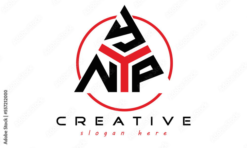 NYP three letter creative triangle shape in circle logo design vector ...