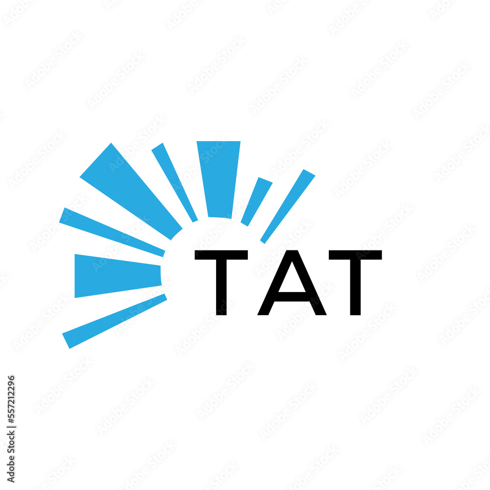TAT letter logo. TAT blue image on white background and black letter ...