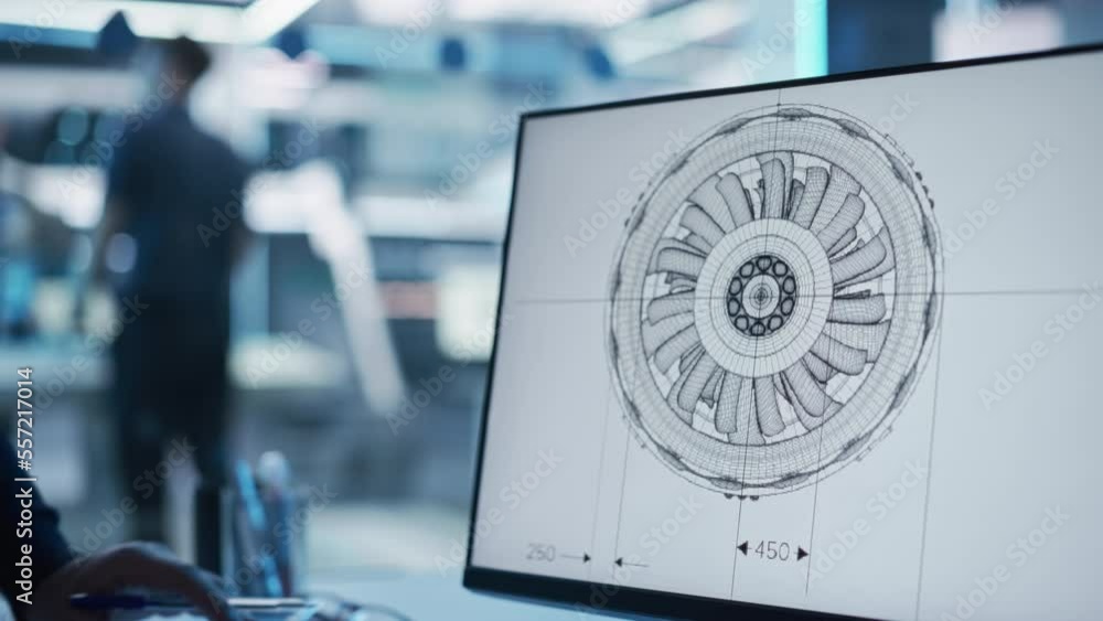 Close Up of a Computer Monitor Display with 3D CAD Software with ...