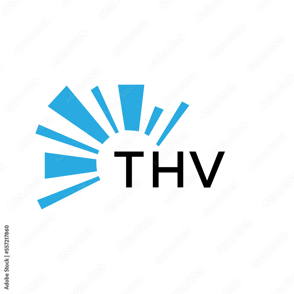 THV letter logo. THV blue image on white background and black letter ...