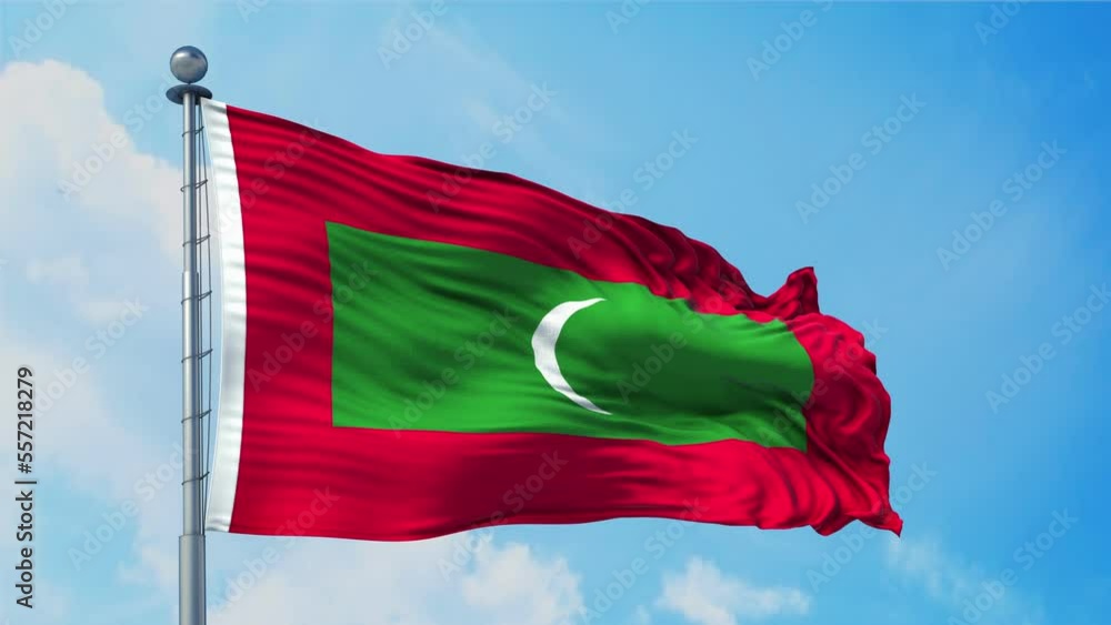 Maldives Flag Loop. Realistic 4K. 30 fps flag of the Maldives. Maldives ...
