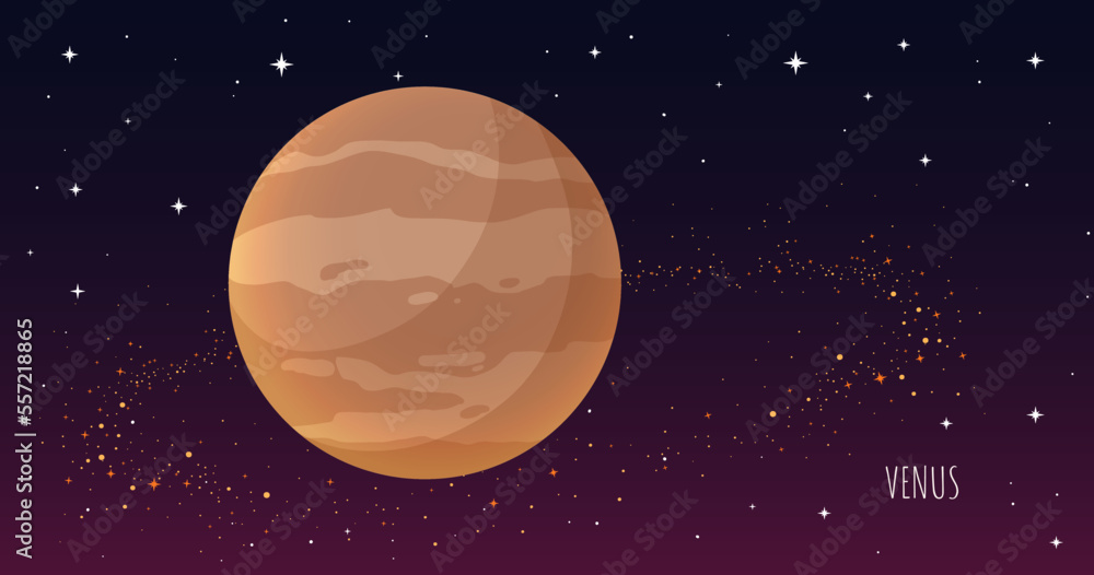 Venus planet. Collection of Planets of solar system. Cartoon style ...