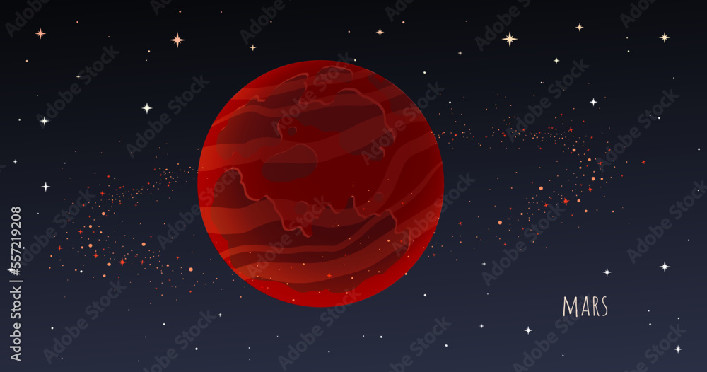 Mars planet. Collection of Planets of solar system. Cartoon style ...