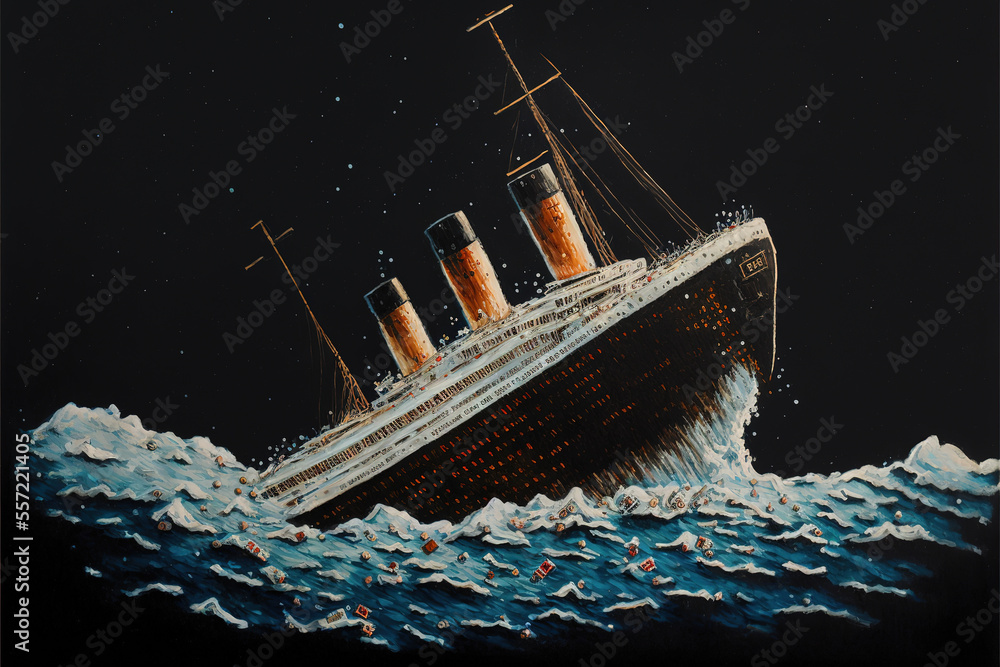 Titanic Hitting The Iceberg And Sinking